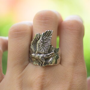 Hawk Ring in Sterling Silver, Animal Nature Ring, Nature Silver Ring ...