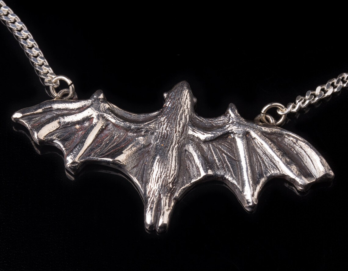 Bat Necklace in Sterling Silver Gothic Bat Large Bat - Etsy