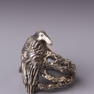 Crow Ring Silver Woodland Jewelry Mystical Totem Ring Animal Ring Pagan ...