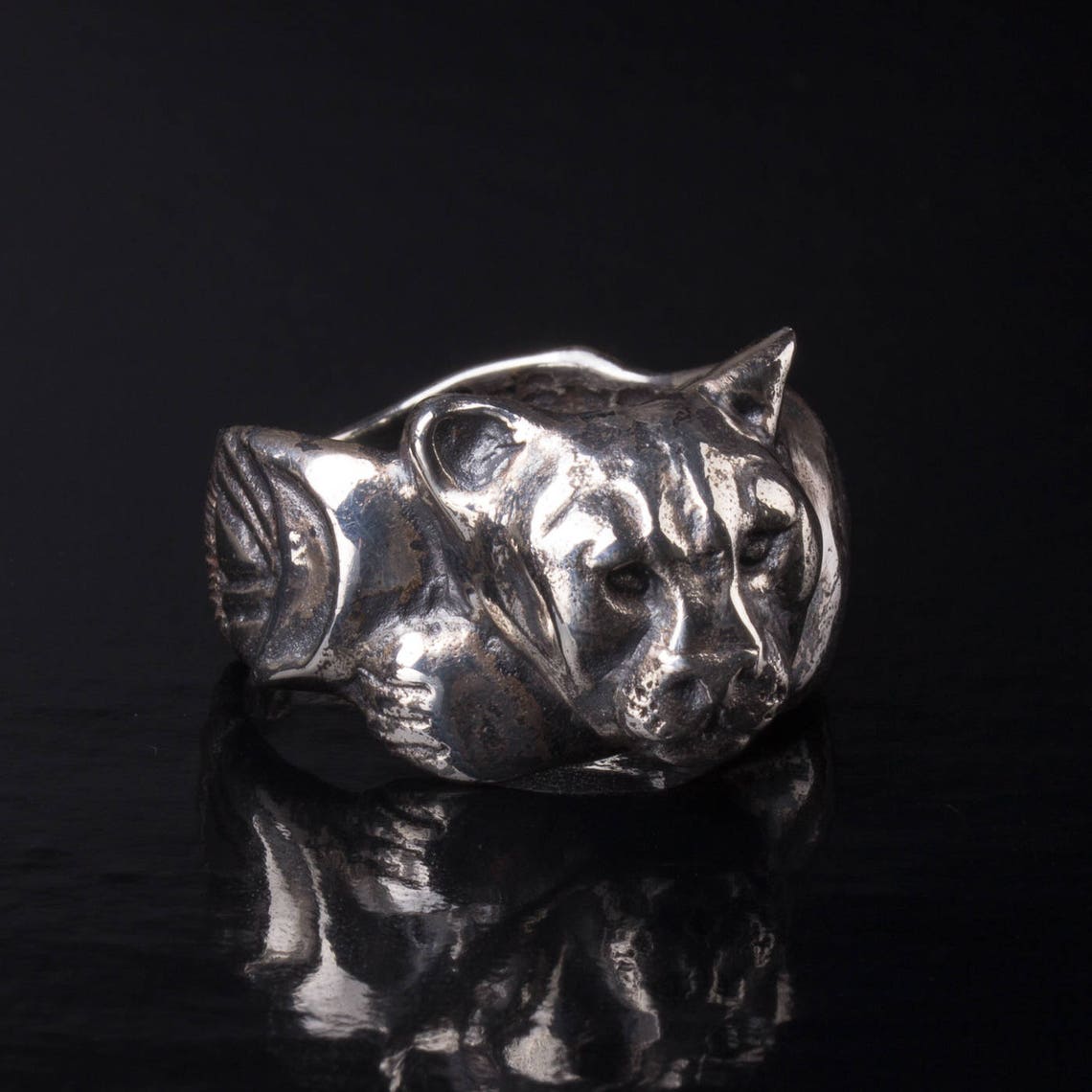 Mountain Lion Ring Sterling Silver Animal Ring Wild Cat Jewelry Totem ...