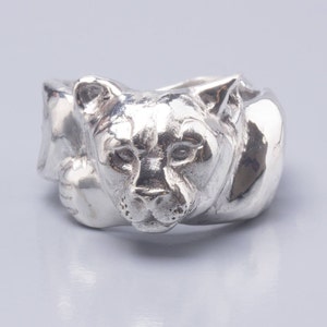 Cougar Ring, Animal Sterling Silver Ring, Totem Animal Ring, Sculpted ...