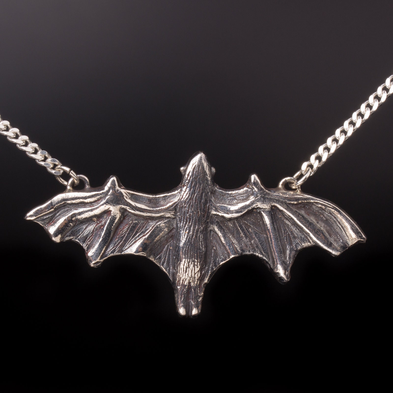 Bat Necklace in Sterling Silver Gothic Bat Large Bat | Etsy