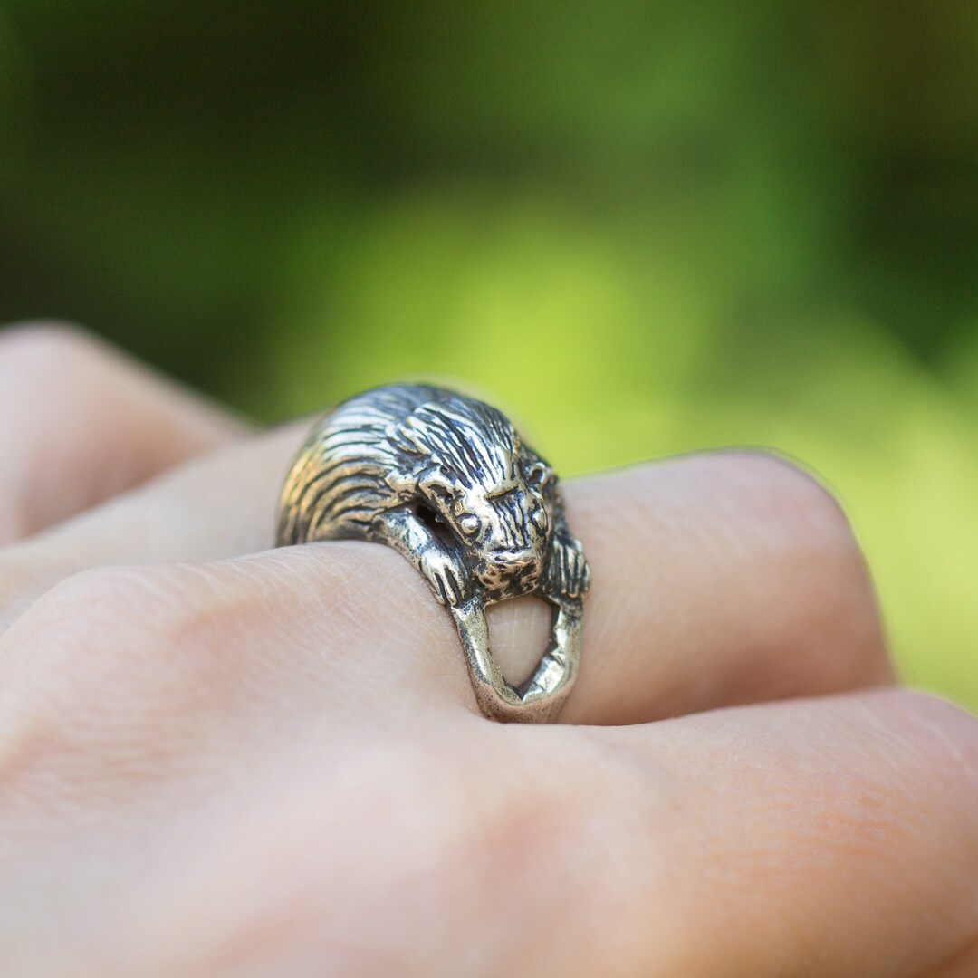Porcupine Ring, Sterling Silver Animal Ring, Woodland Animal Jewelry ...