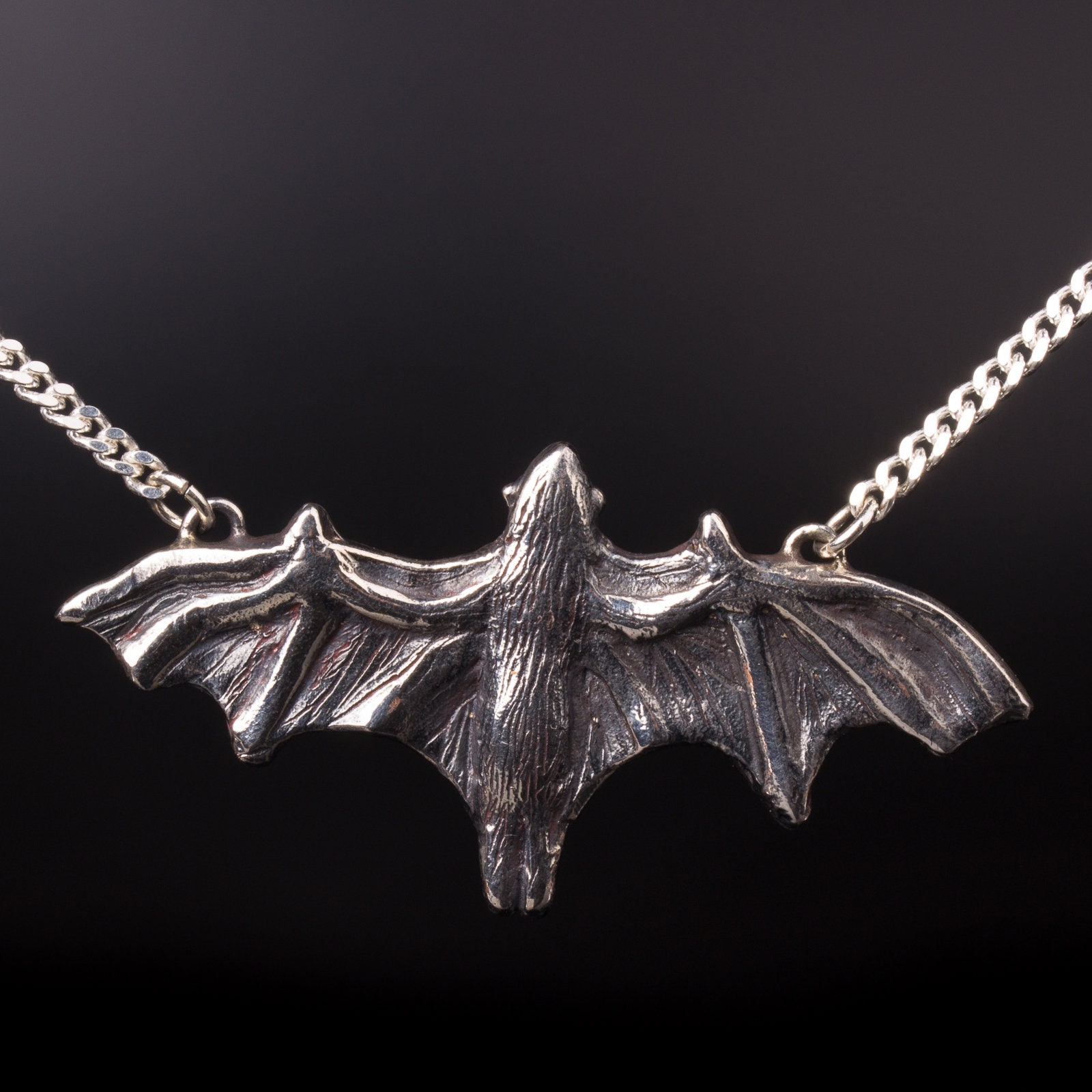 Bat Necklace in Sterling Silver Gothic Bat Large Bat | Etsy