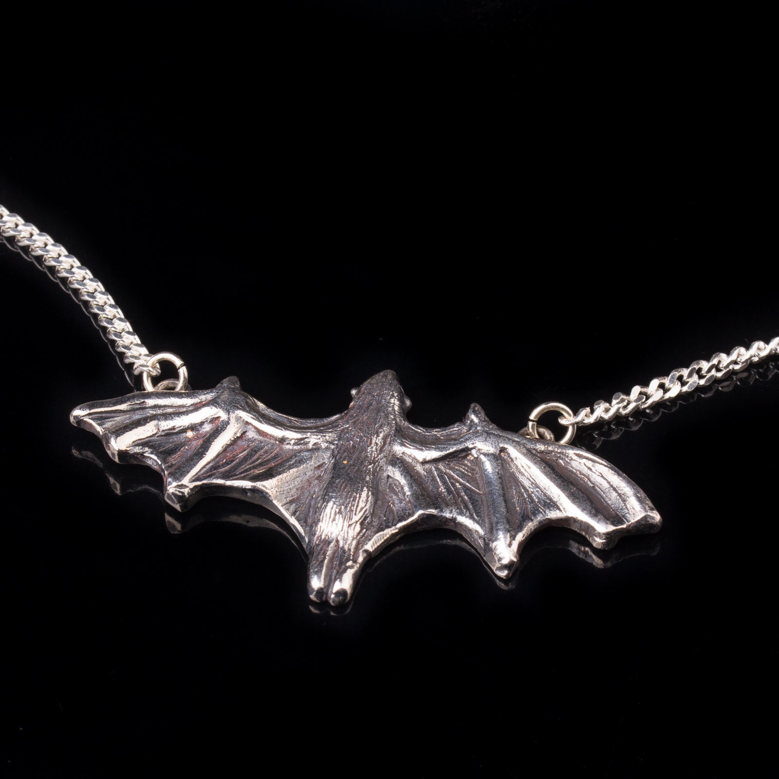 Bat Necklace in Sterling Silver Gothic Bat Large Bat | Etsy