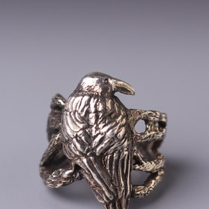 Crow Ring Silver Woodland Jewelry Mystical Totem Ring Animal Ring Pagan ...