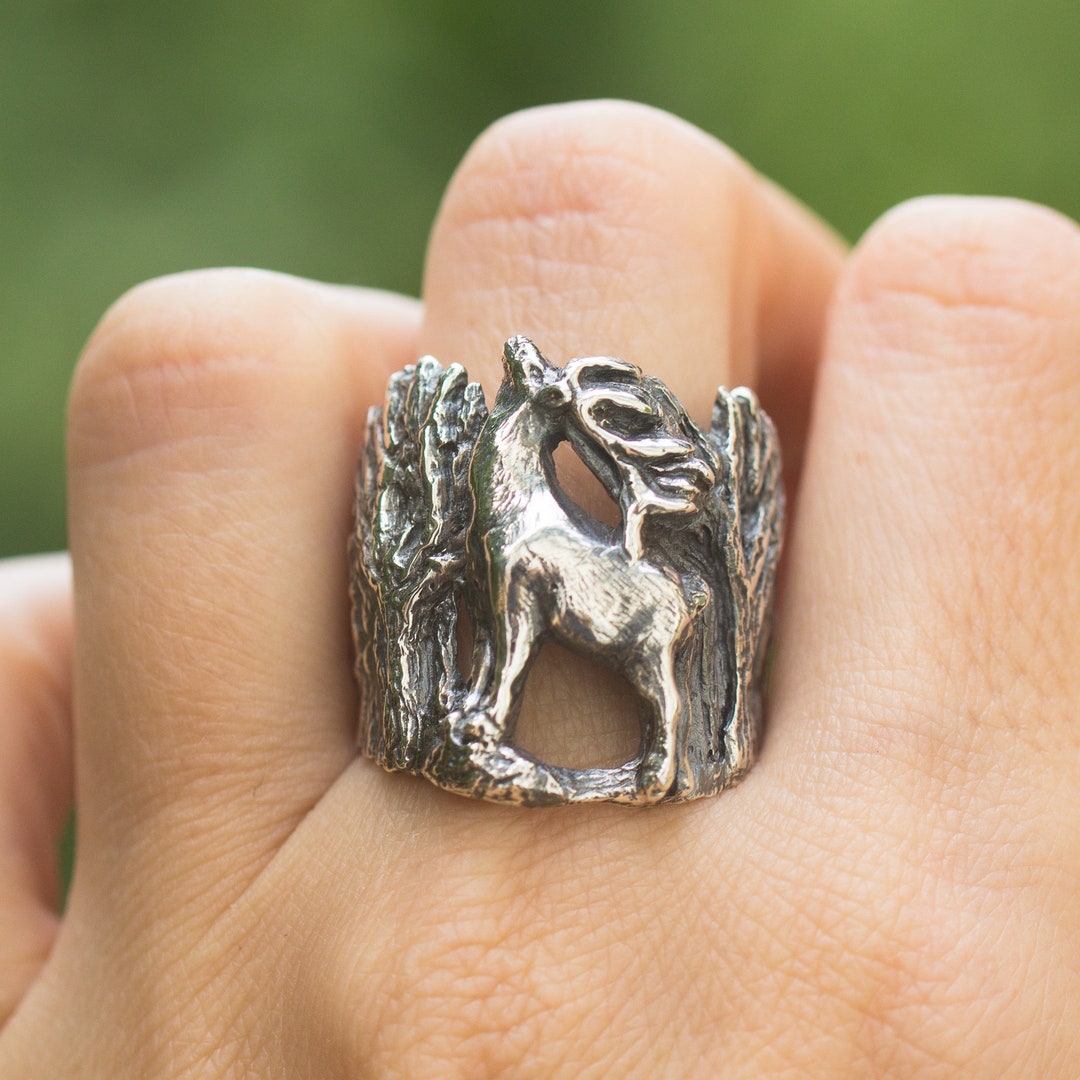 Elk Ring, Stag Ring, Sterling Silver Animal Ring, Enchanted Forest ...