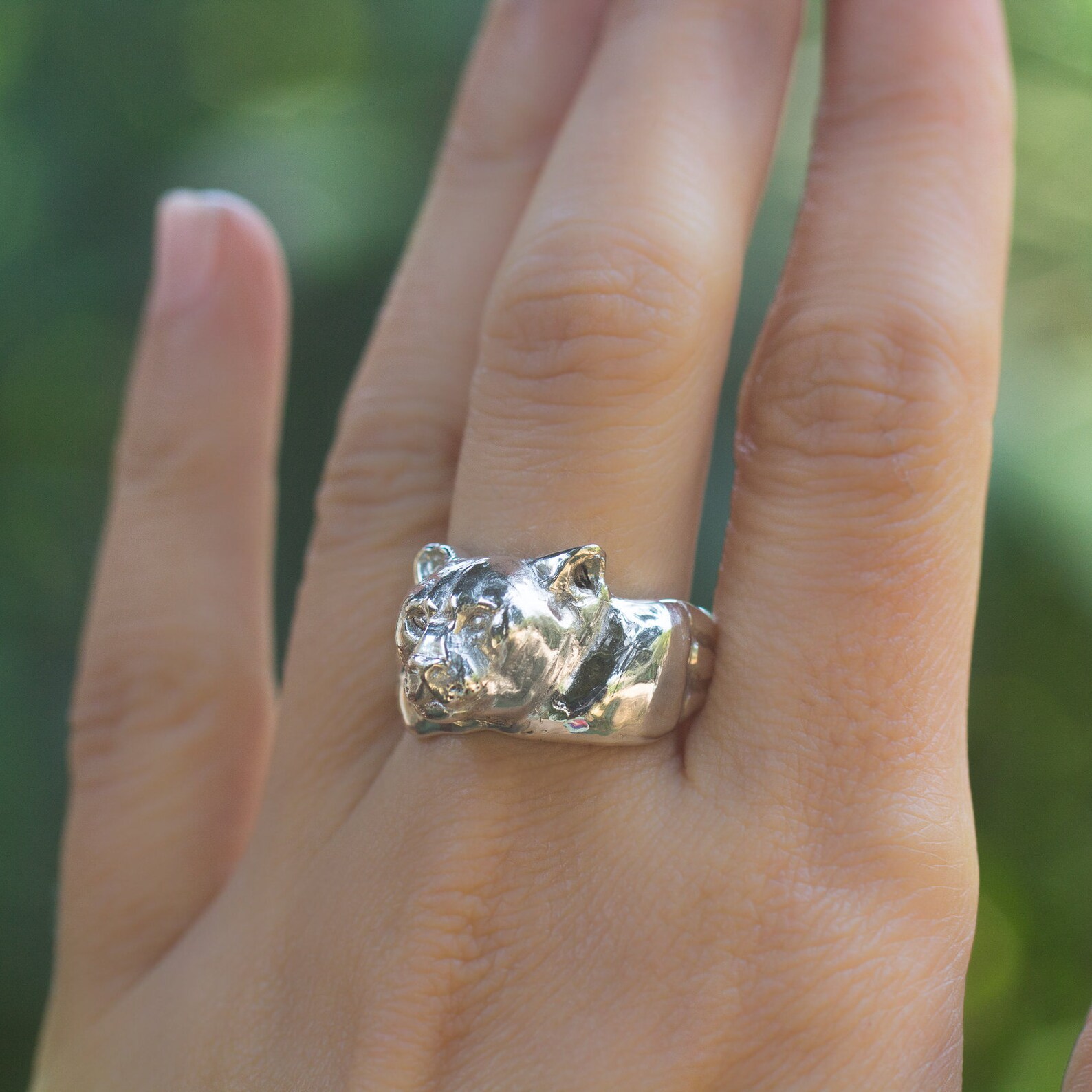 Cougar Ring Animal Sterling Silver Ring Totem Animal Ring | Etsy