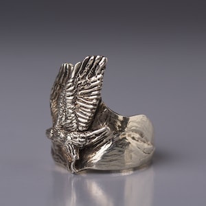 Hawk Ring in Sterling Silver, Animal Nature Ring, Nature Silver Ring ...