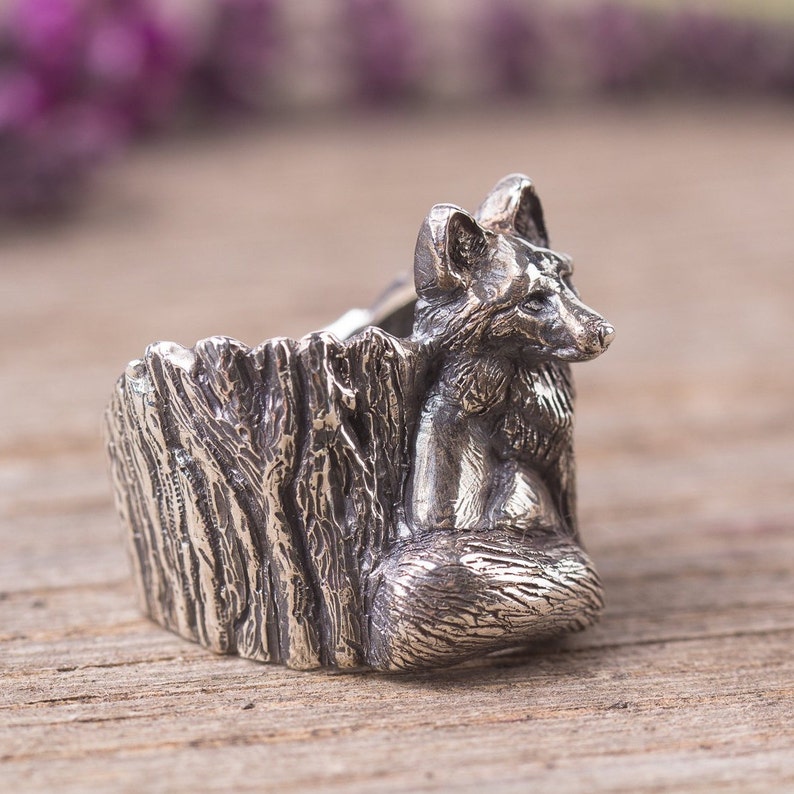 Fox Silver Ring Silver Woodland Jewelry Men Large Silver - Etsy
