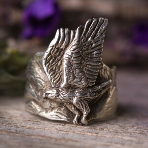 Hawk Ring in Sterling Silver, Animal Nature Ring, Nature Silver Ring ...