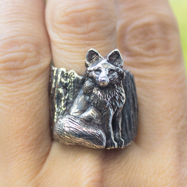 Fox Silver Ring Silver Woodland Jewelry Men Large Silver - Etsy