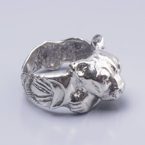 Cougar Ring, Animal Sterling Silver Ring, Totem Animal Ring, Sculpted ...