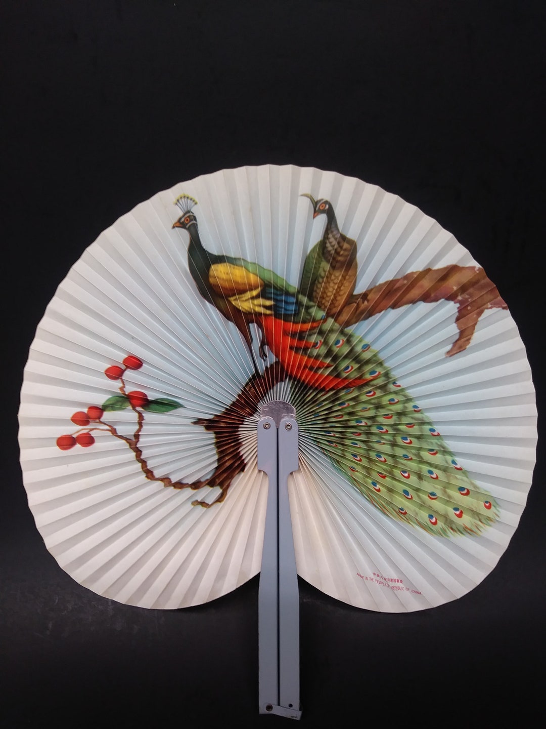 Fan / Handheld Paper Folding Fan / Vintage Folding Paper Peacocks Fan ...