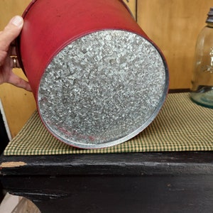 Galvanized Metal Bucket / Galvanized Red Bucket / Painted Red Vintage ...