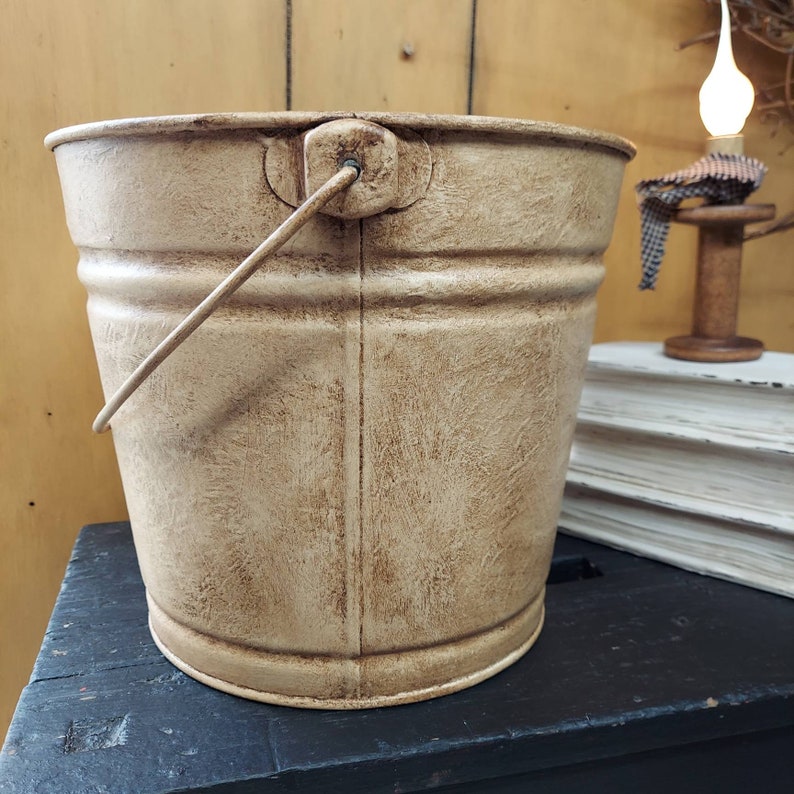Bucket / Painted Galvanized Metal Bucket / Painted and Antique - Etsy