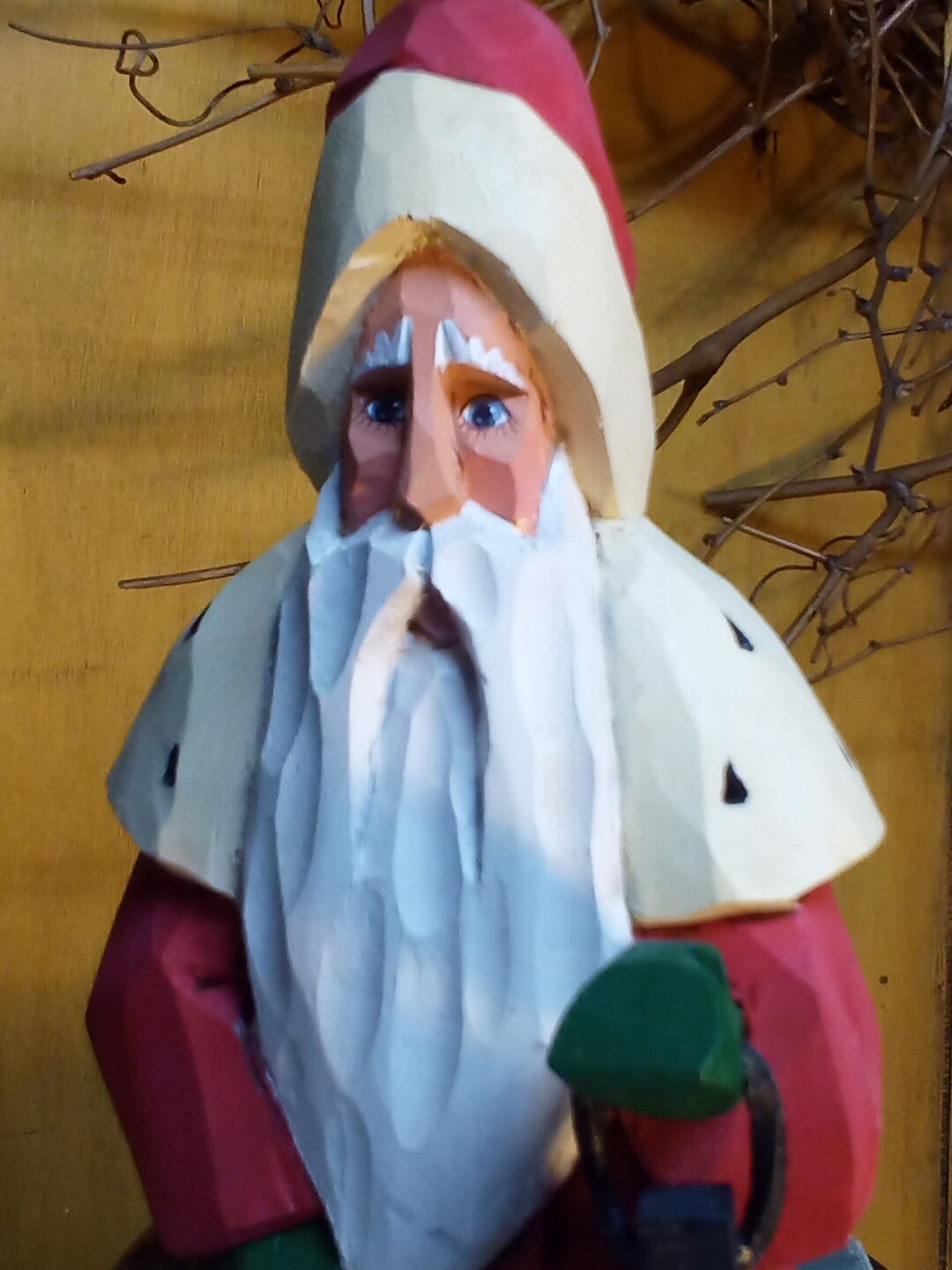 Hand Carved Hand Painted Wood Santa Claus / Wood Santa / Primitive ...