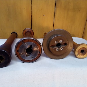Bobbins / Antique Wooden Bobbin Collection / Four Wooden Bobbins Spools ...