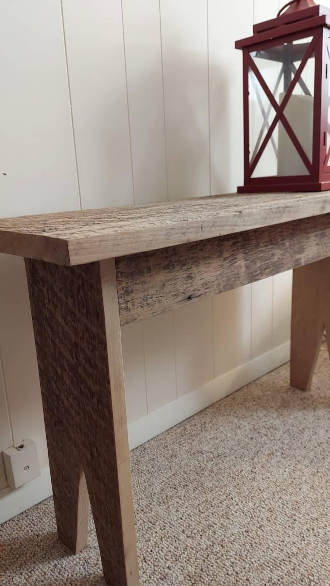 Table / Planed Barnwood Entryway Table /exceptionally Well Made Natural ...