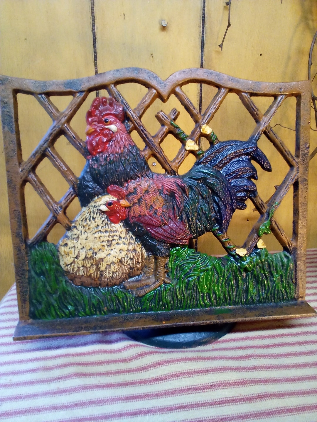 Doorstop / Rooster and Hen Doorstop-shelf Sitter-cookbook Holder ...