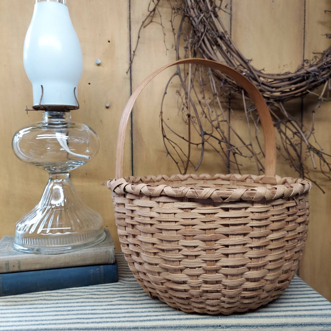 Basket / Large 14 Tall Handcrafted Vintage Splint Oak Basket ...