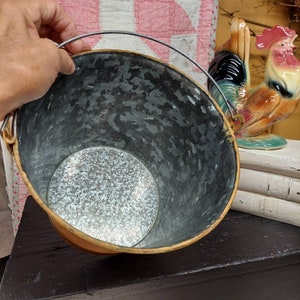 Bucket / Painted Galvanized Metal Bucket / Painted and Antique Waxed ...