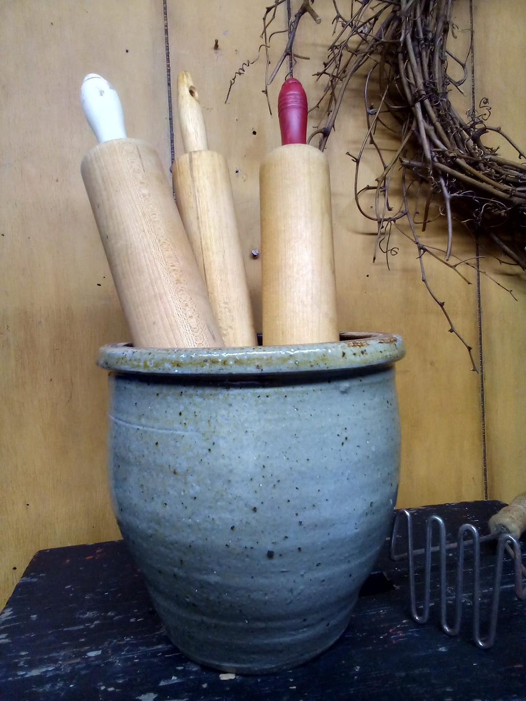 Rolling Pins / 3 Antique -vintage Rolling Pins Collection / Red Handle ...