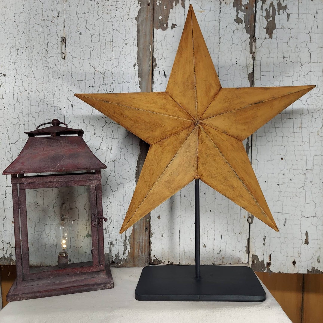 Star / Large Metal Mustard Yellow Star Mounted on A Metal Pedestal and ...