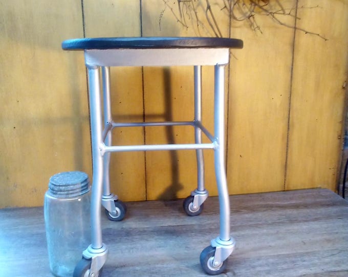 Mechanics Stool With Wheels / Vintage Handmade Welded Metal Frame and ...
