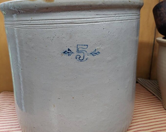 Antique 5 Gallon Crock / 5 Gallon Hawthorne Pottery Crock / Blue Number ...