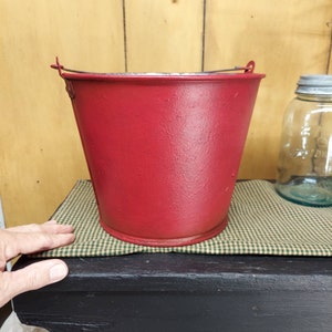 Galvanized Metal Bucket / Galvanized Red Bucket / Painted Red Vintage ...