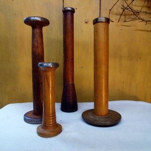 Bobbins / Antique Wooden Bobbin Collection / Four Wooden Bobbins Spools ...