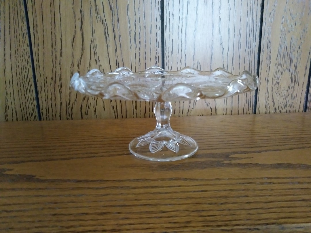 Antique Glass Cake Stand / Glass Cake Stand / Clear Glass Cake Stand ...