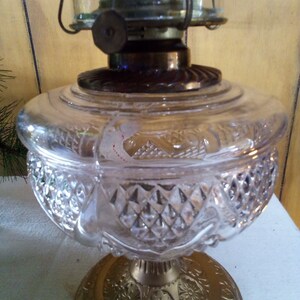 Oil Lamp / Vintage Unusual Metal and Glass Oil Lamp / Oil Lamp With ...