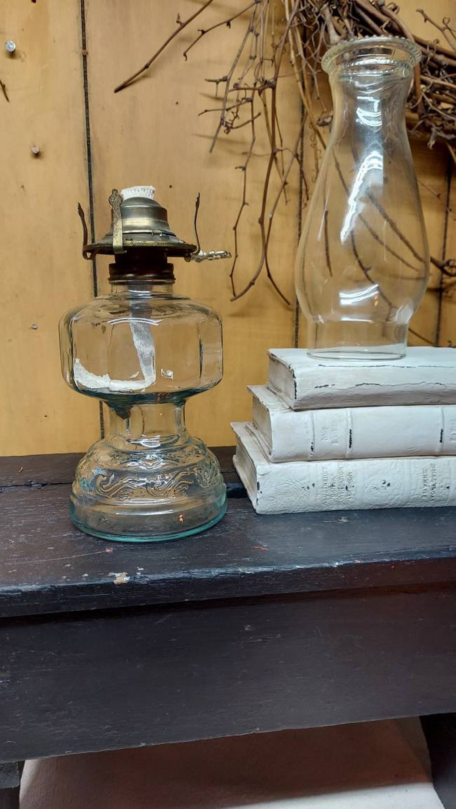 Antique Oil Lamp / Unusual Deep Resevoir Primitive Farmhouse - Etsy