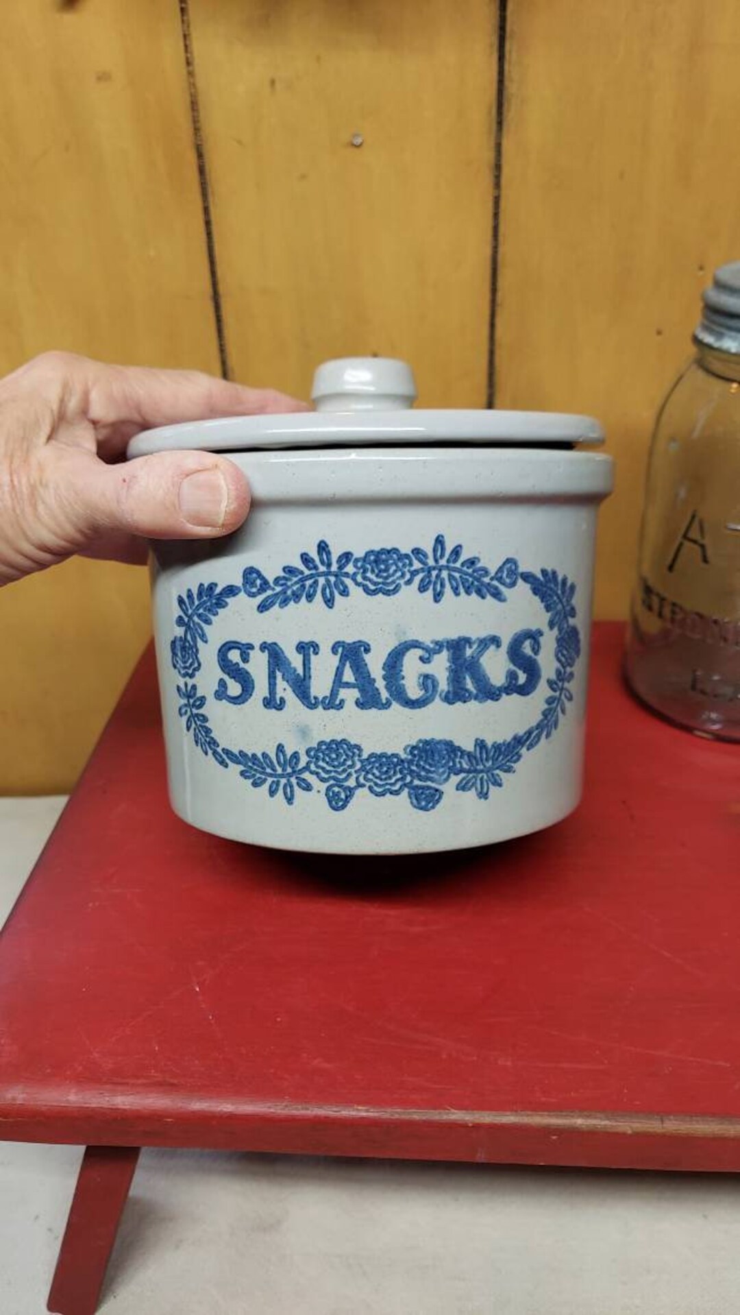 Crock With Matching Lid / Stoneware Crock With Lid / Storage "snacks ...