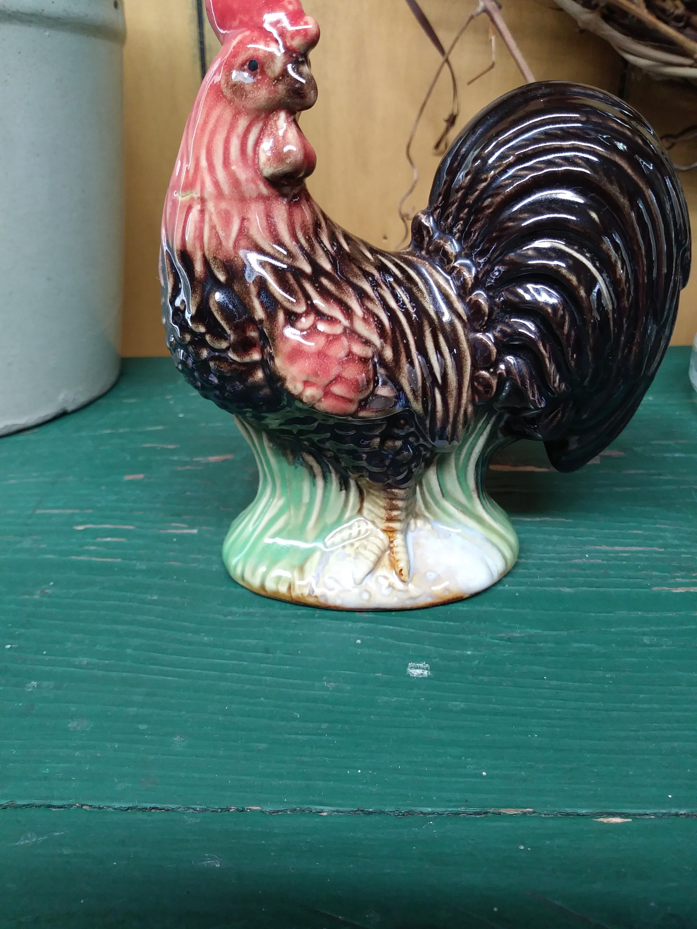 Vintage Rooster / Vintage Ceramic Colorful High Gloss Glaze / - Etsy