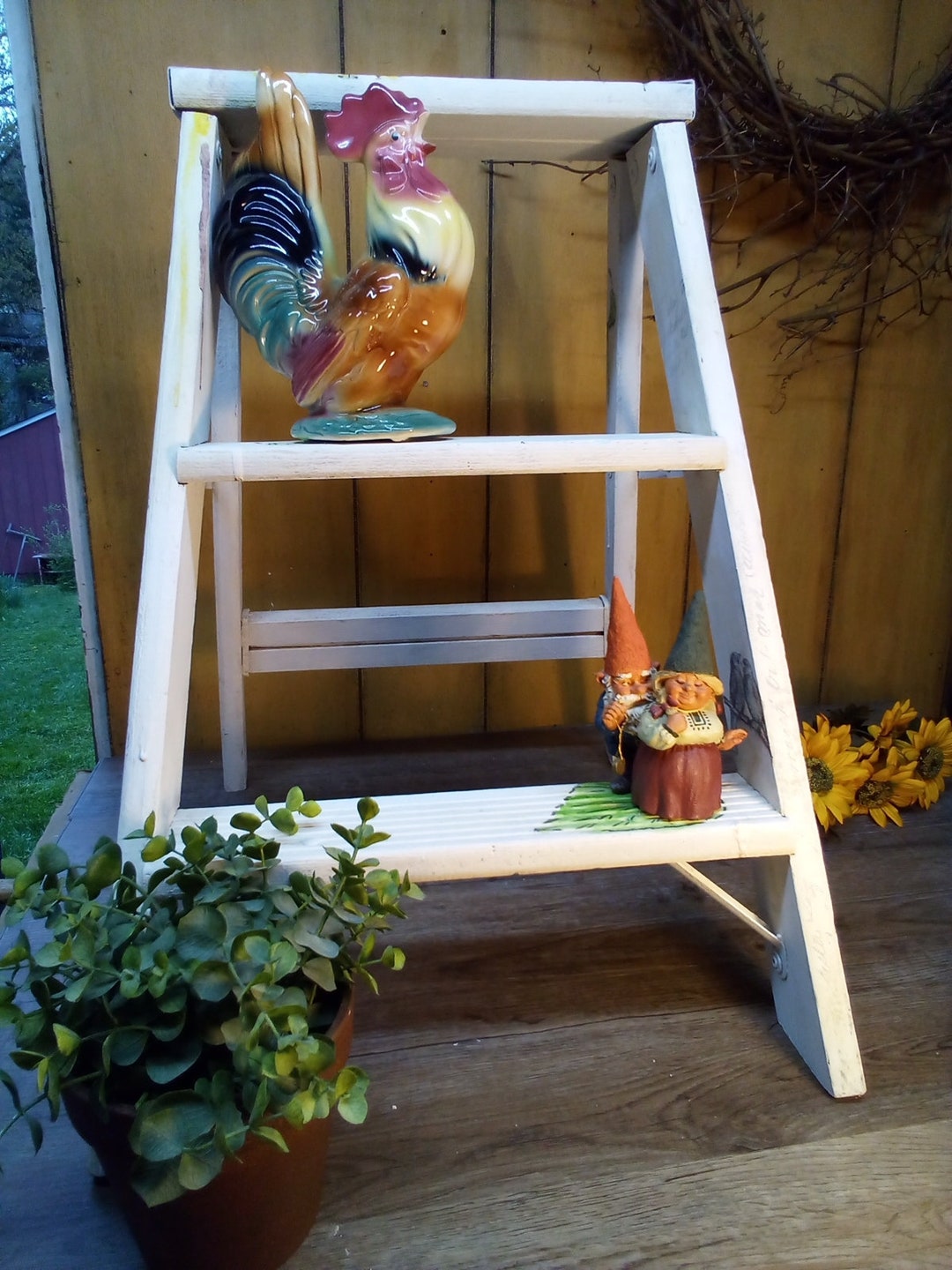 Step Ladder / Distressed Painted Vintage Farmhouse Country Cottage Chic ...