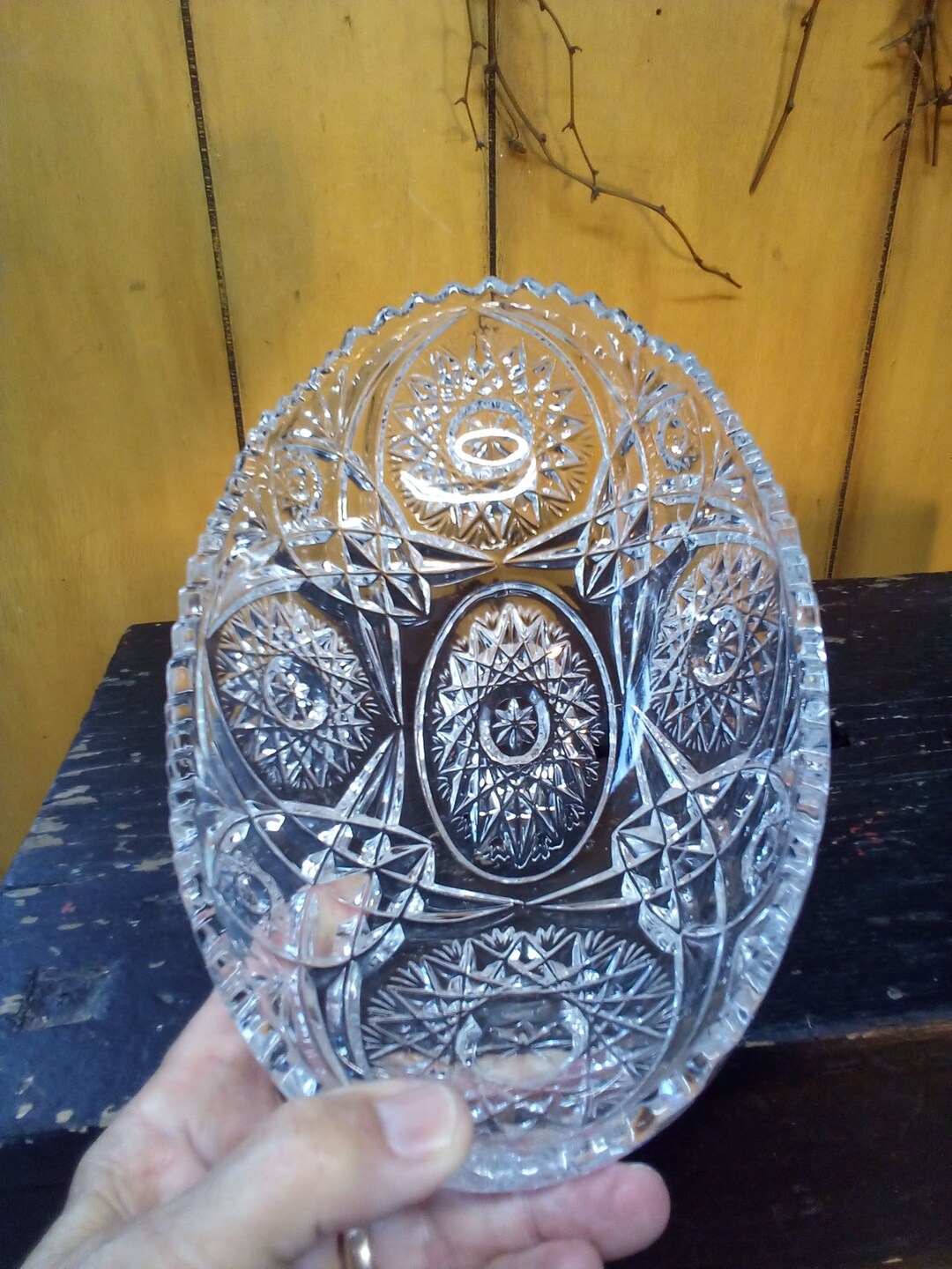 Bowl / Schalen Clear Glass Crystal Bowl / Vintage Pressed Cut Glass ...