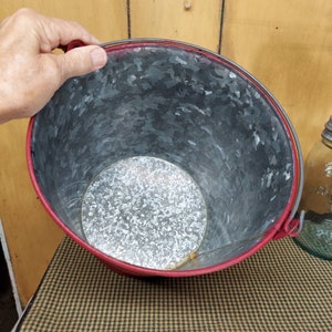 Galvanized Metal Bucket / Galvanized Red Bucket / Painted Red Vintage ...