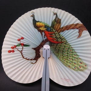 Fan / Handheld Paper Folding Fan / Vintage Folding Paper Peacocks Fan ...