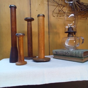 Bobbins / Antique Wooden Bobbin Collection / Four Wooden Bobbins Spools ...