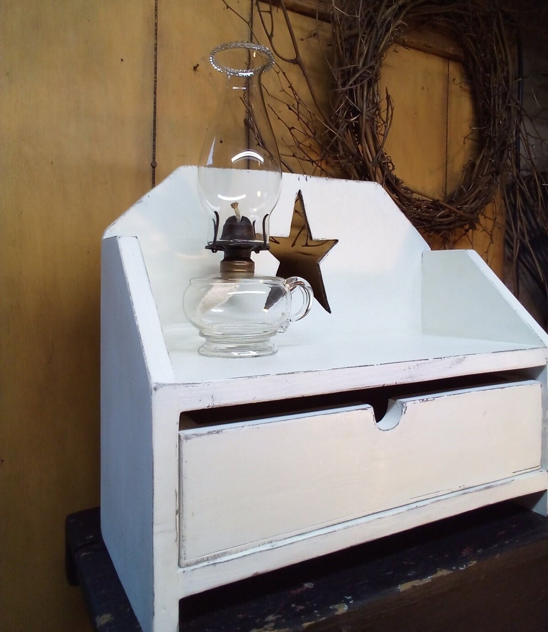 Cubby / White Countertop Shelf One Drawer Cubby / Farmhouse - Etsy