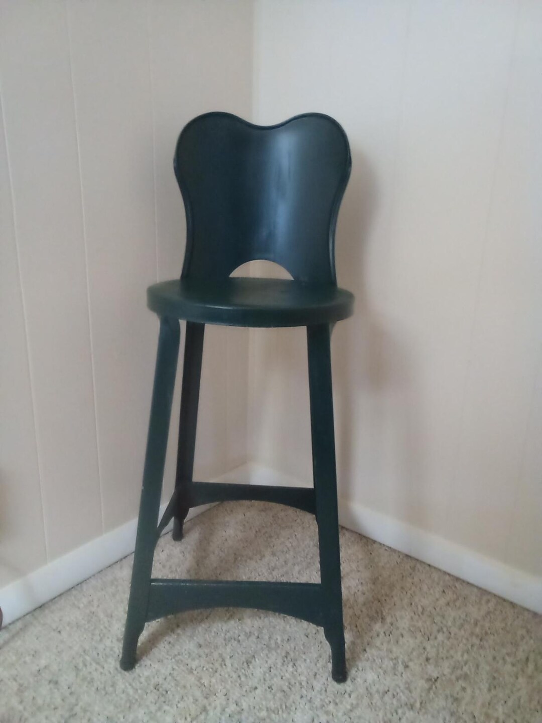 Stool/ Vintage 30.5" Tall Metal Stool-chair / Metal Stool With Backrest ...