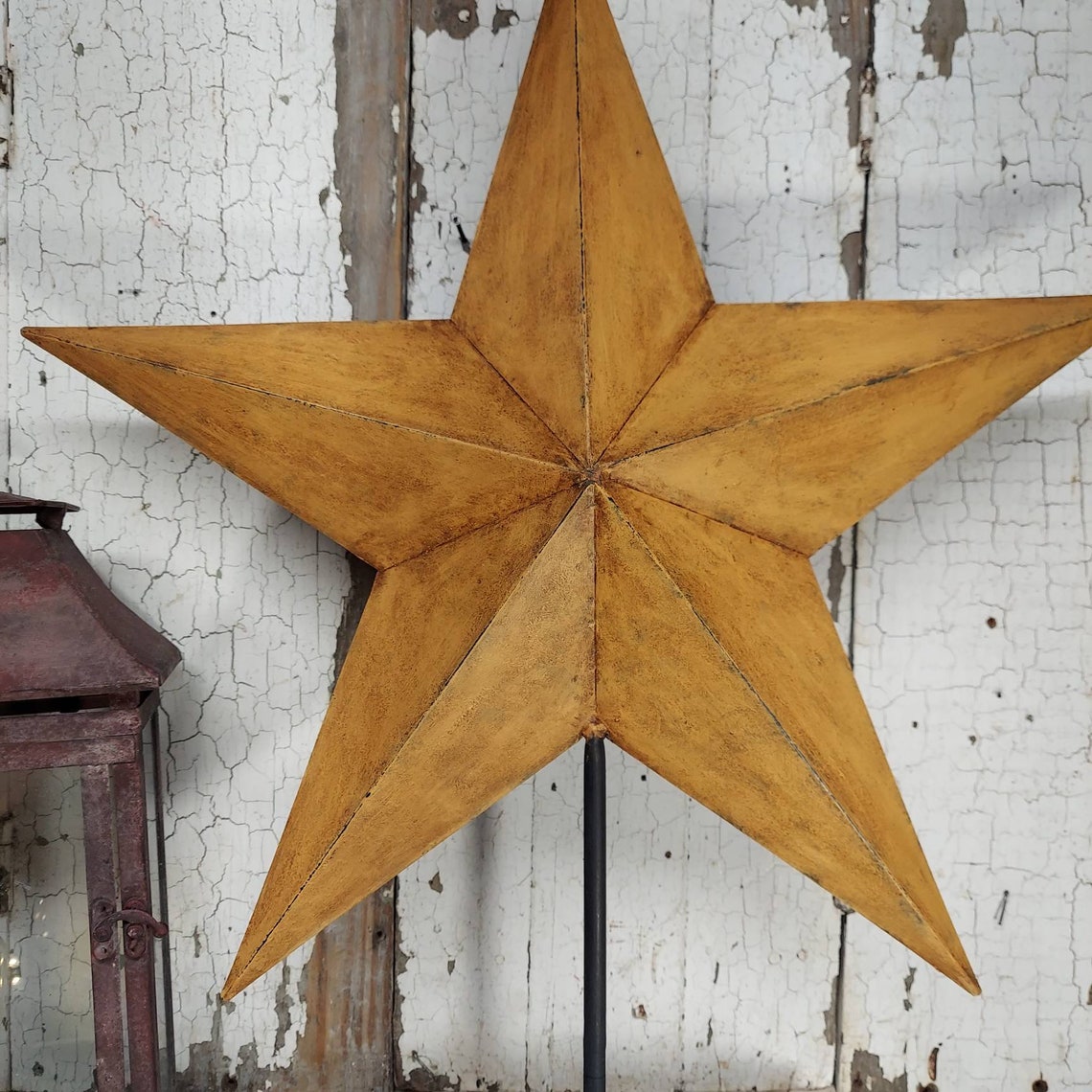 Star / Large Metal Mustard Yellow Star Mounted on A Metal - Etsy