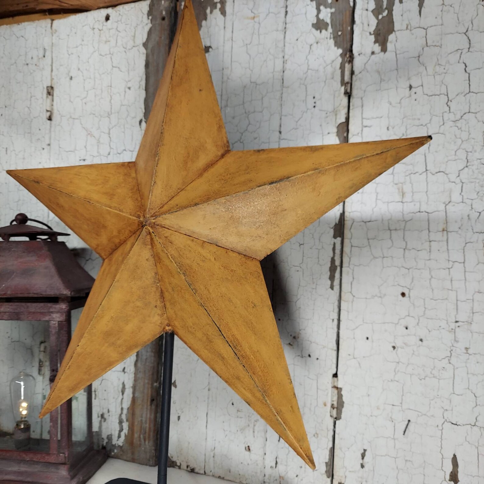 Star / Large Metal Mustard Yellow Star Mounted on A Metal - Etsy