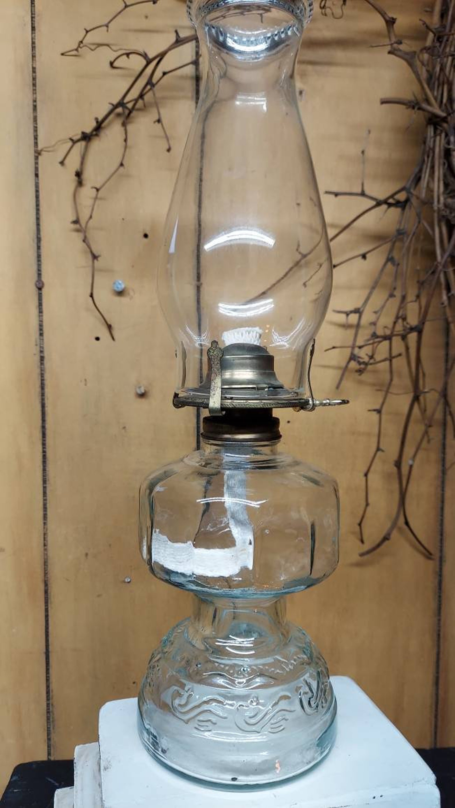 Antique Oil Lamp / Unusual Deep Resevoir Primitive Farmhouse - Etsy