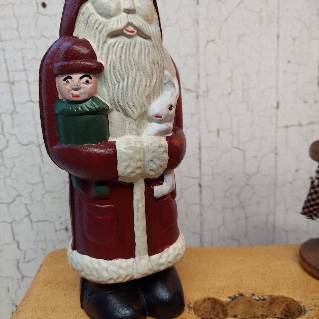 Vintage Cast Iron Santa Bank: Antique Reproduction, 9.75" Tall - Etsy