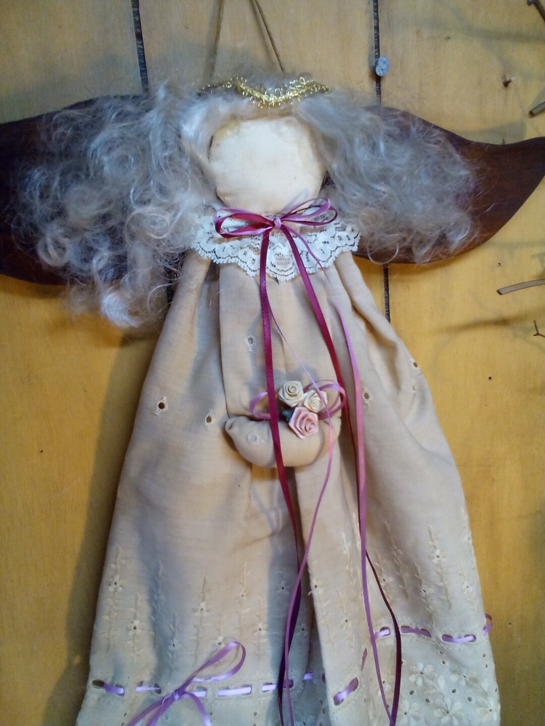 Angel / Handmade Primitive-country-decor 19" Tall Hanging Angel / Tea ...