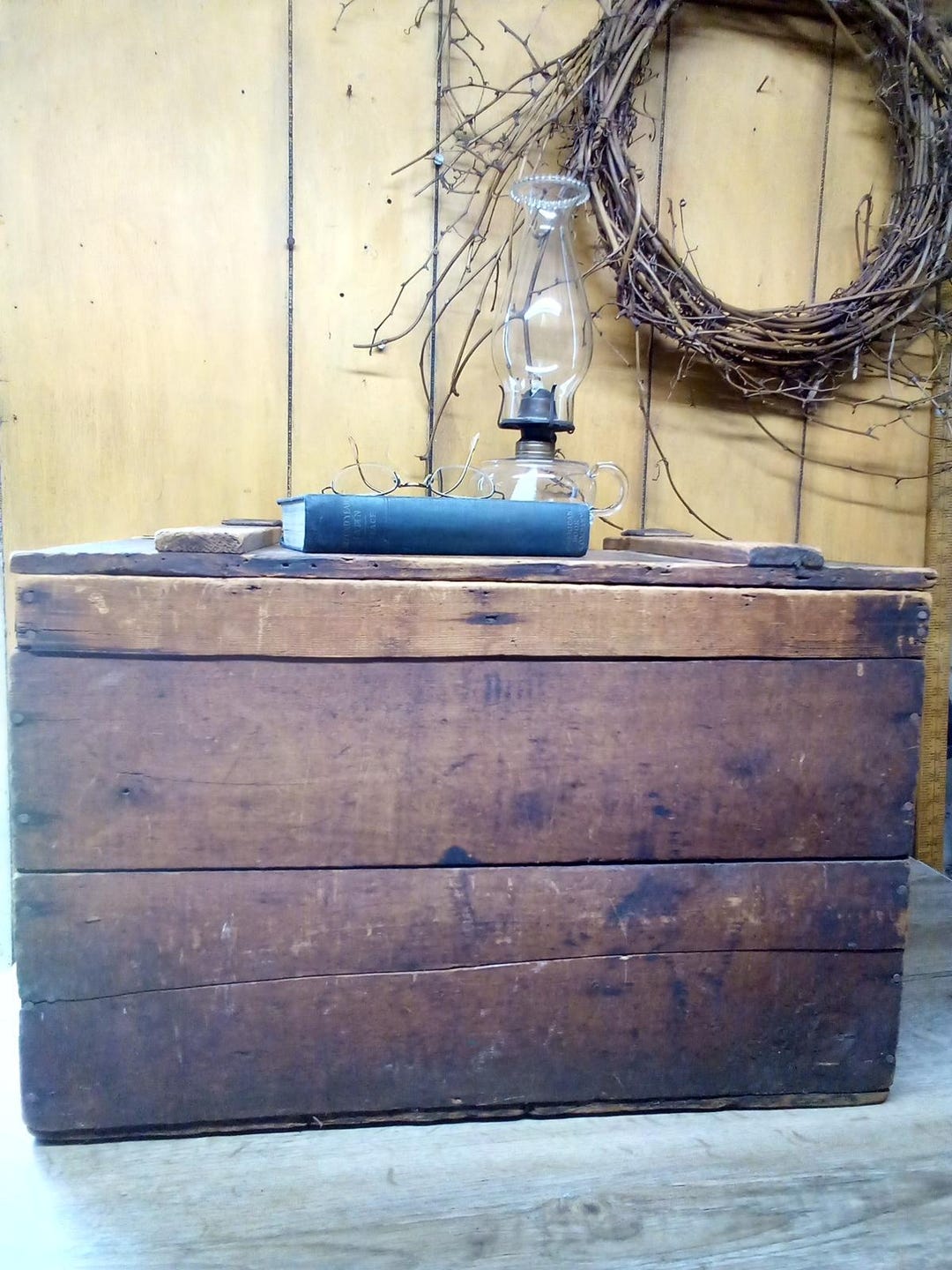 Box / Antique Wood Cracker Crate Box-shipping Box / Country Store Wood ...